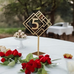 Tall Art Deco Table Numbers Wedding Table Numbers Wood Table Numbers ...