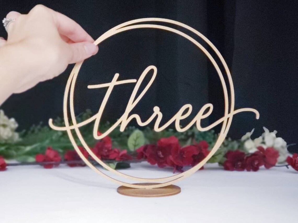 Circle Wood Table Numbers Wedding Reception Numbers Gold - Etsy