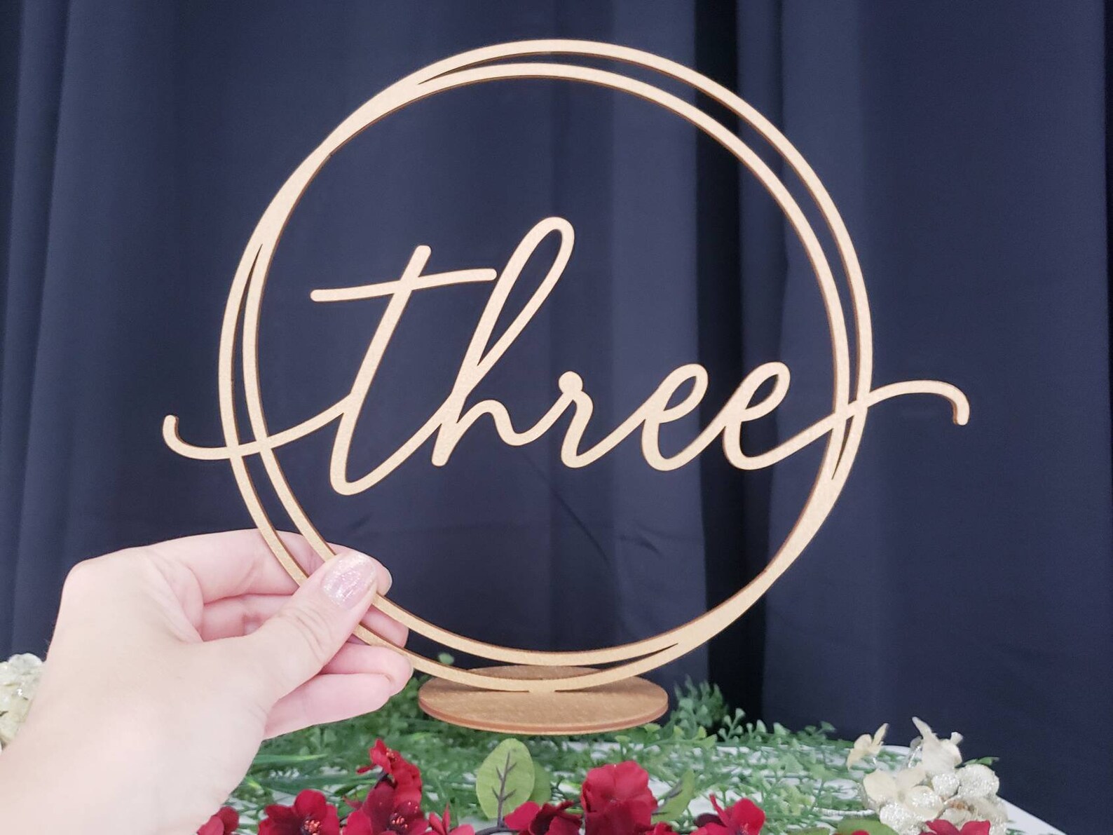 Circle Wood Table Numbers Wedding Reception Numbers Gold - Etsy
