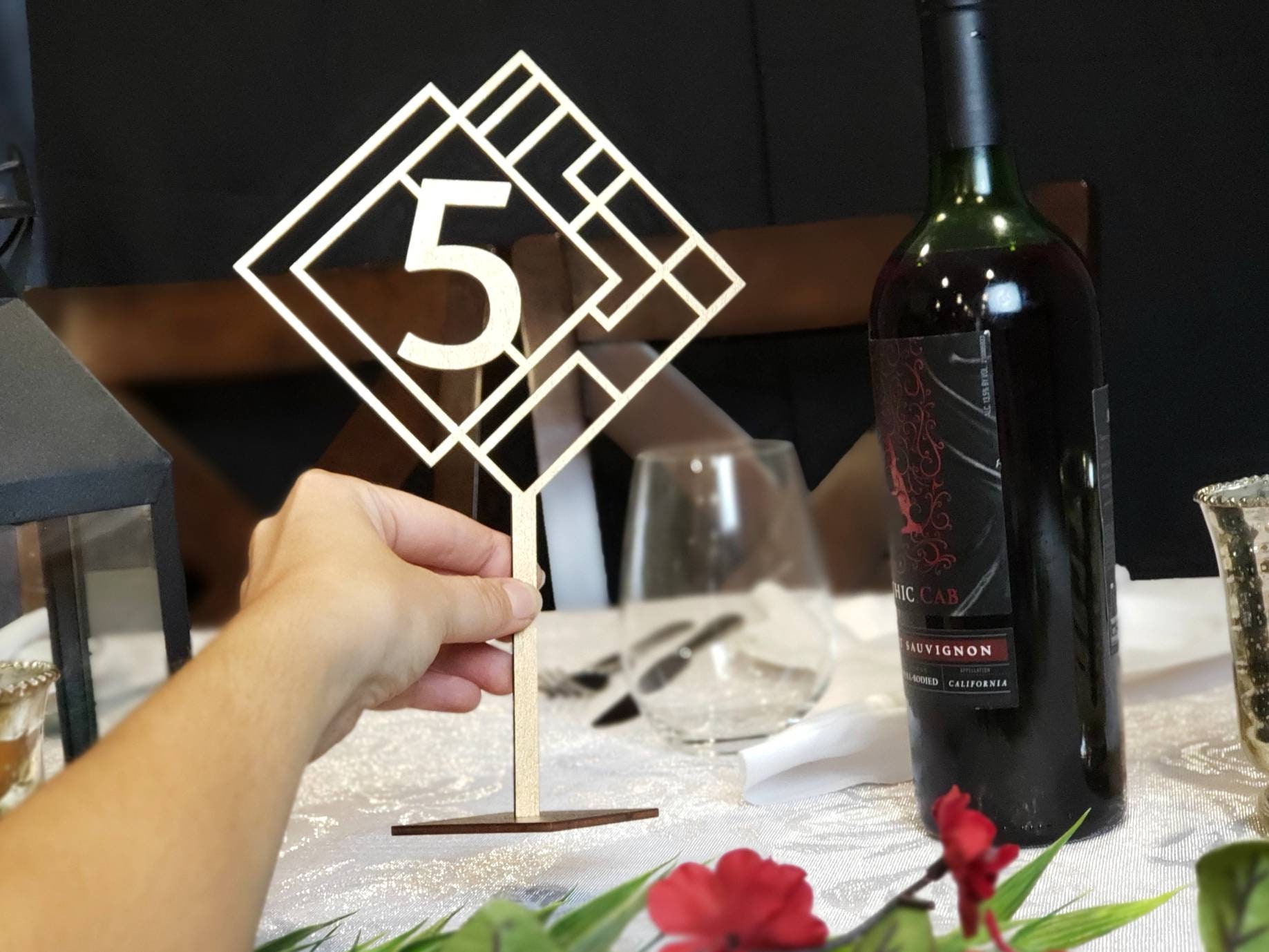 Tall Art Deco Table Numbers Wedding Table Numbers Wood | Etsy UK