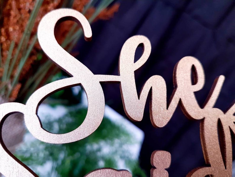 She Said Yes Cake Topper Gold Wooden Wedding Cake Topper - Etsy