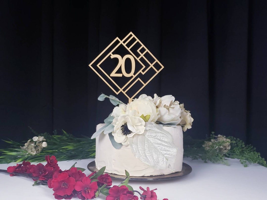 Art Deco Birthday Cake Topper | Anniversary Topper | 20 Years - Etsy