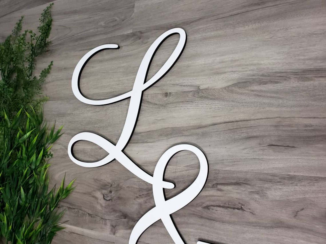 Beautiful Initials Sign Cursive Wood Letters Cutout | Etsy
