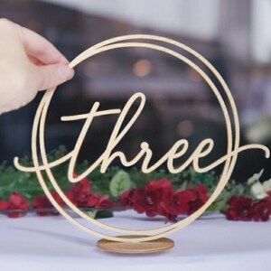 Circle Wood Table Numbers | Wedding Reception Numbers | Gold Table ...