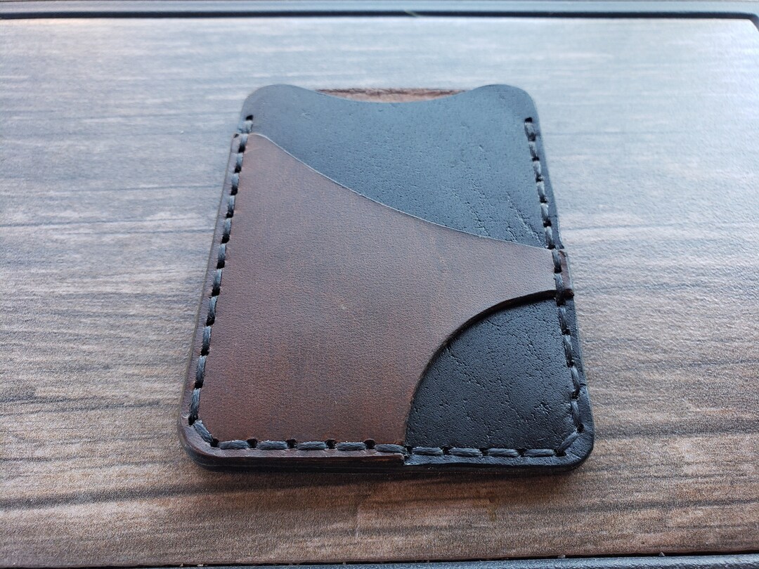 Two-tone Hand-stitched Credit Card Wallet and Cash Sleeve | Minimalist ...