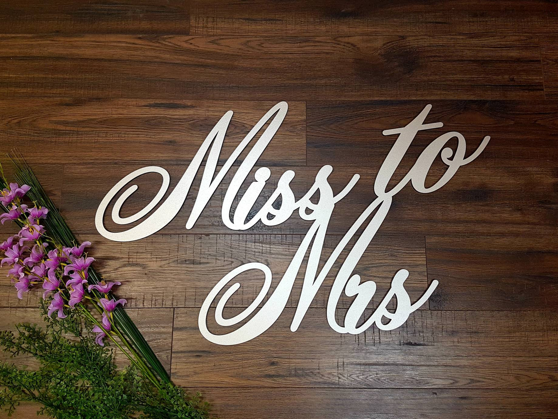 Miss to Mrs Wood Sign Laser Cut Names Word Cut Out Last | Etsy