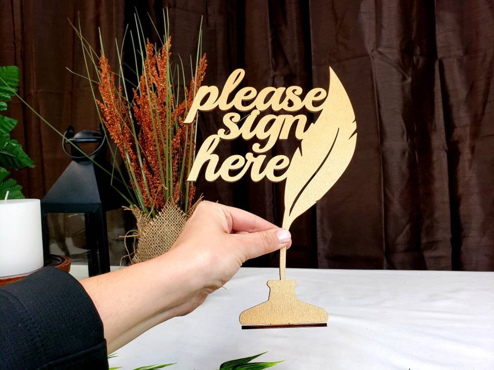 Gold Please Sign Here Sign Guest Book Alternative Wood - Etsy