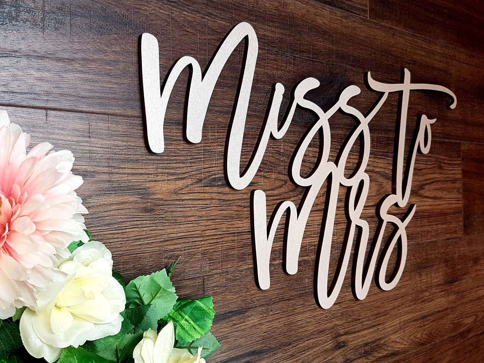 Miss to Mrs Wood Sign Laser Cut Names Word Cut Out Last | Etsy