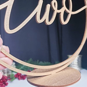 Circle Wood Table Numbers Wedding Reception Numbers Gold Table Numbers ...