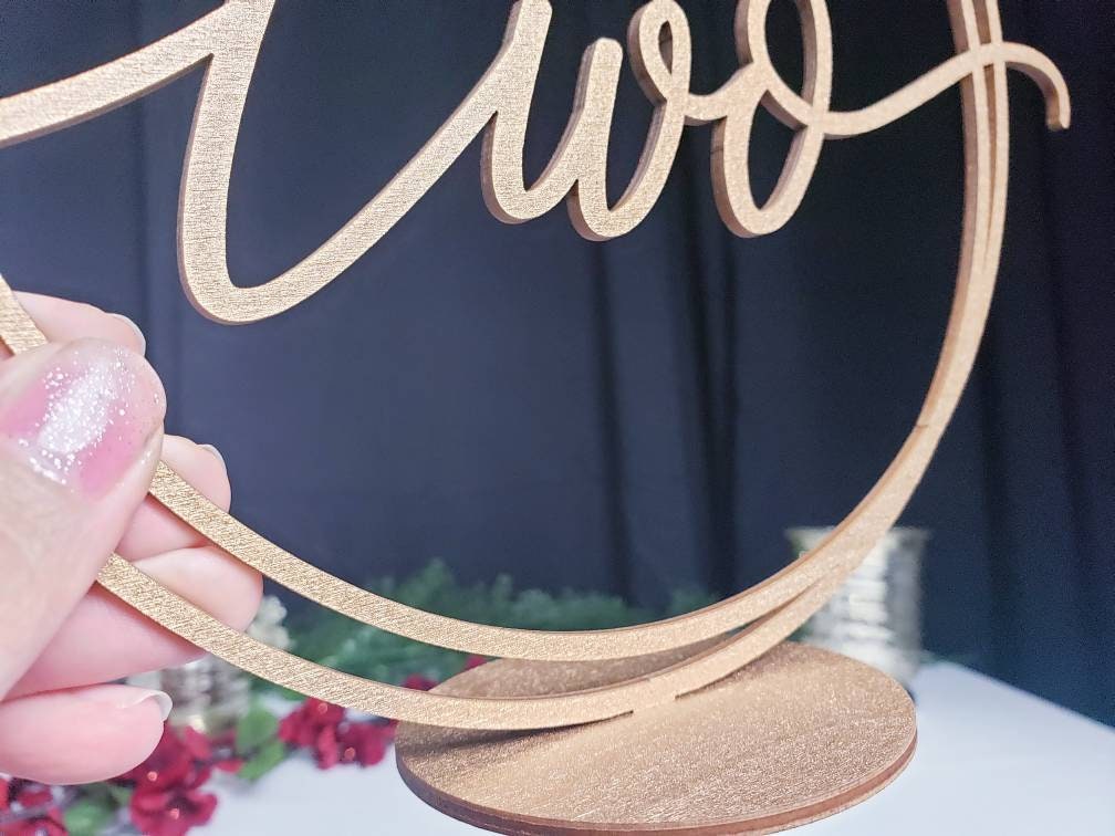 Circle Wood Table Numbers Wedding Reception Numbers Gold - Etsy