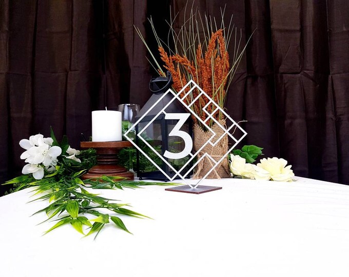 Stemless Art Deco Table Numbers | Wedding Table Numbers | Wood Table ...