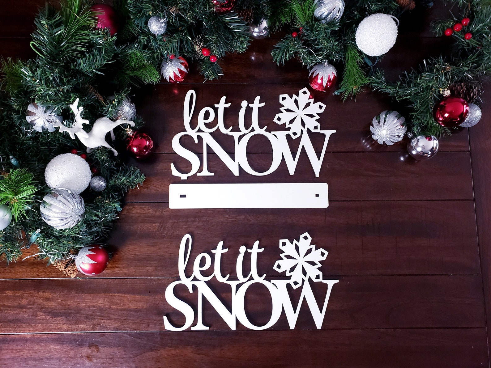 Let It Snow Standing Sign Snowflake Sign for Wreath | Etsy