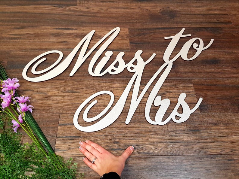 Miss to Mrs Wood Sign Laser Cut Names Word Cut Out Last - Etsy