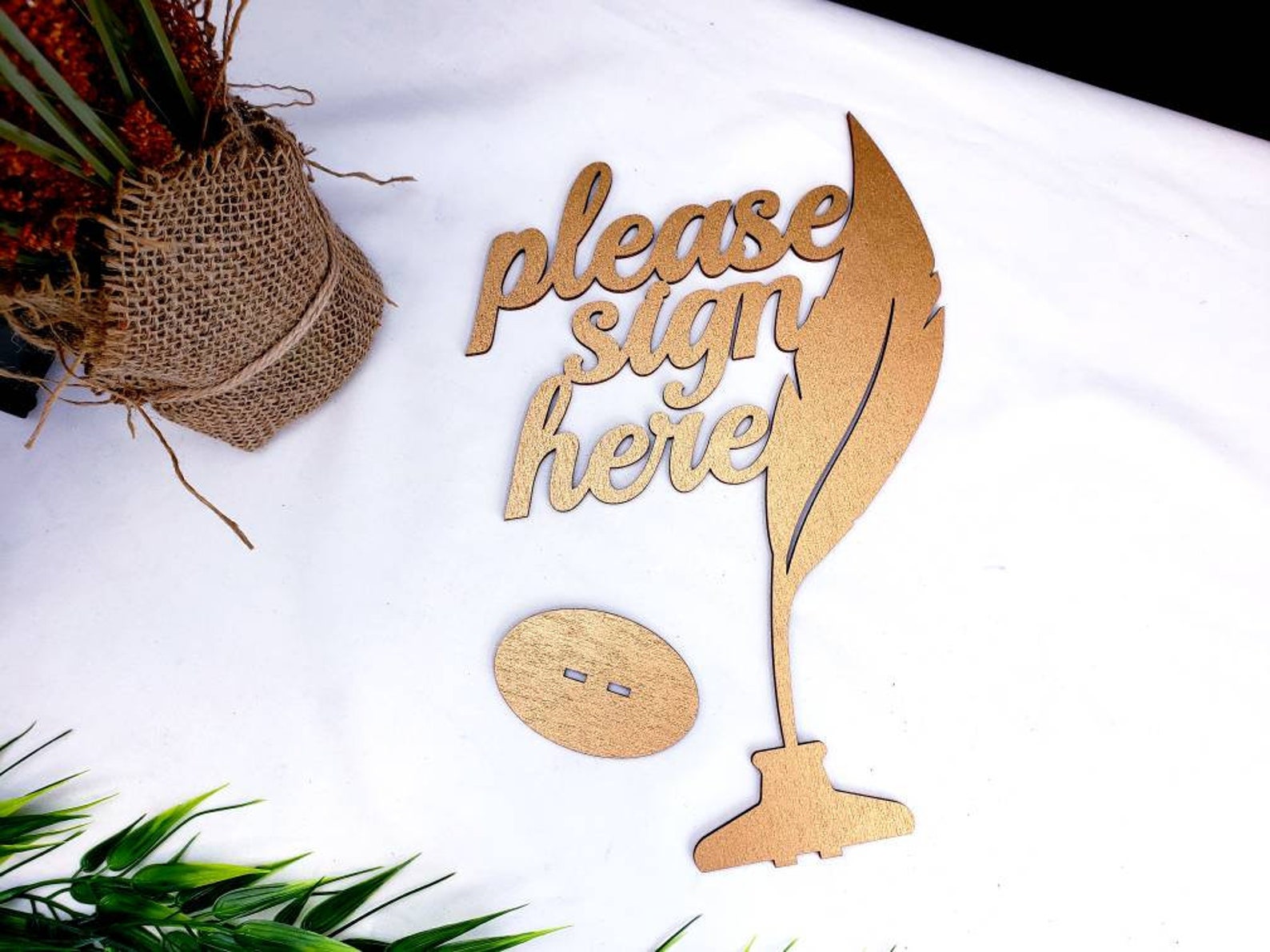 Gold Please Sign Here Sign Guest Book Alternative Wood - Etsy