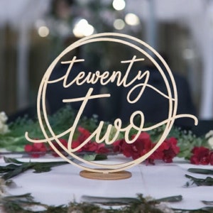 Circle Wood Table Numbers | Wedding Reception Numbers | Gold Table ...