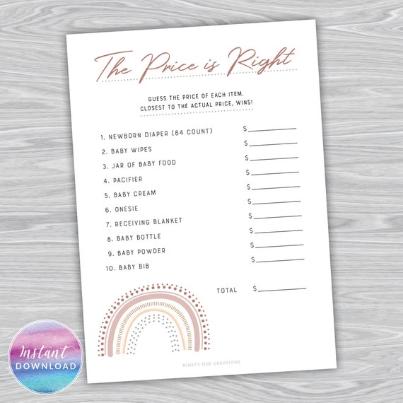 Rainbow Price is Right Game | Etsy