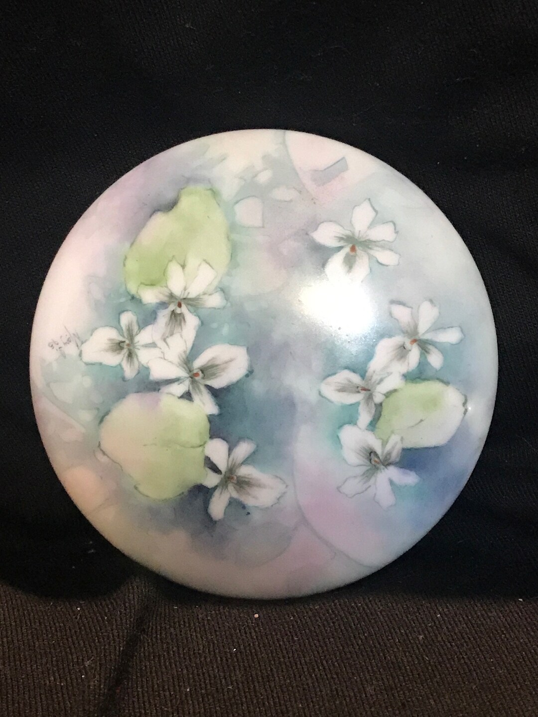 Compact Mirror for Purse; Hand Painted Mirror; White Violets on Mirror ...