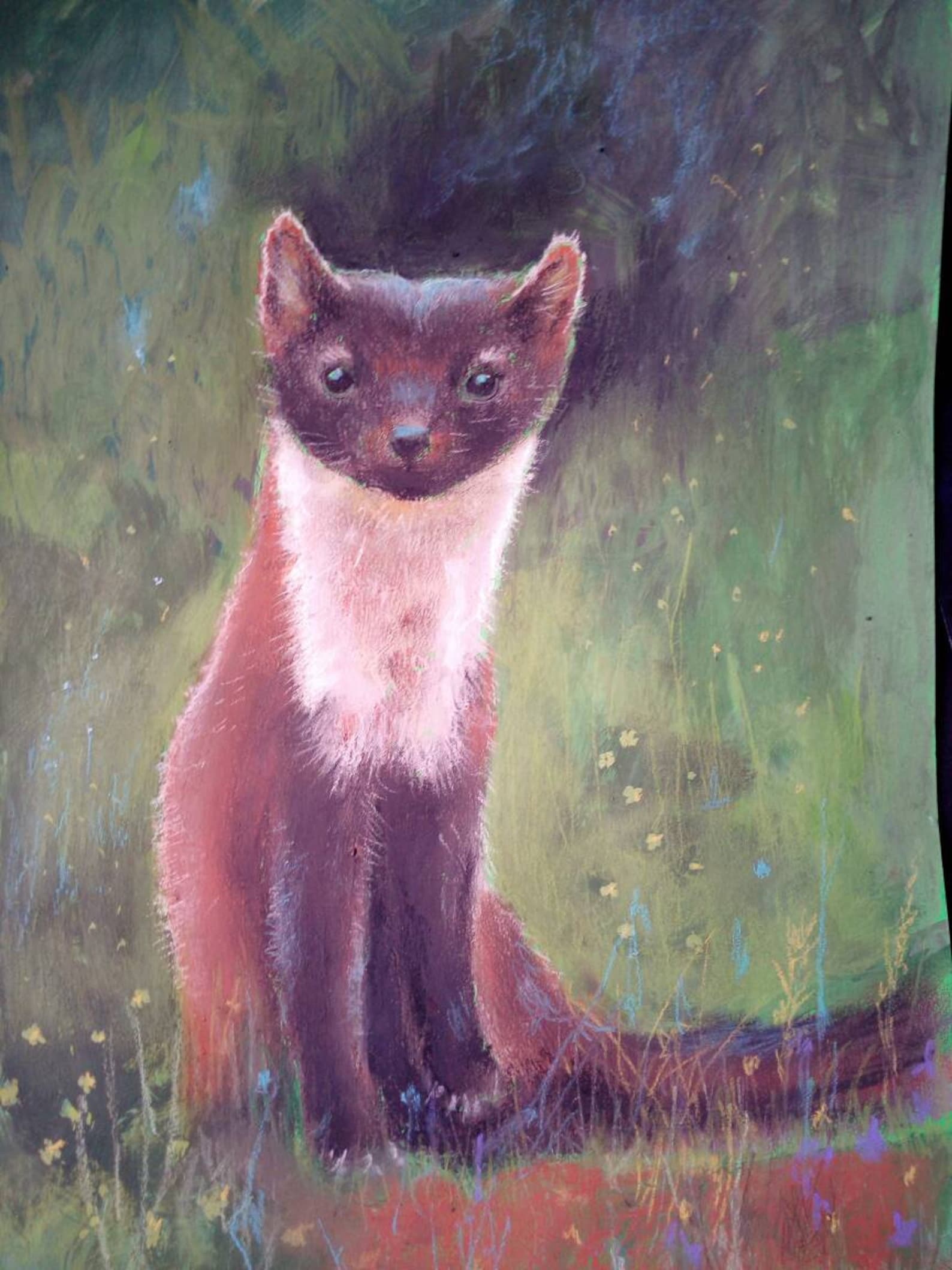 Ferret Art Original Painting Animal Artistic - Etsy