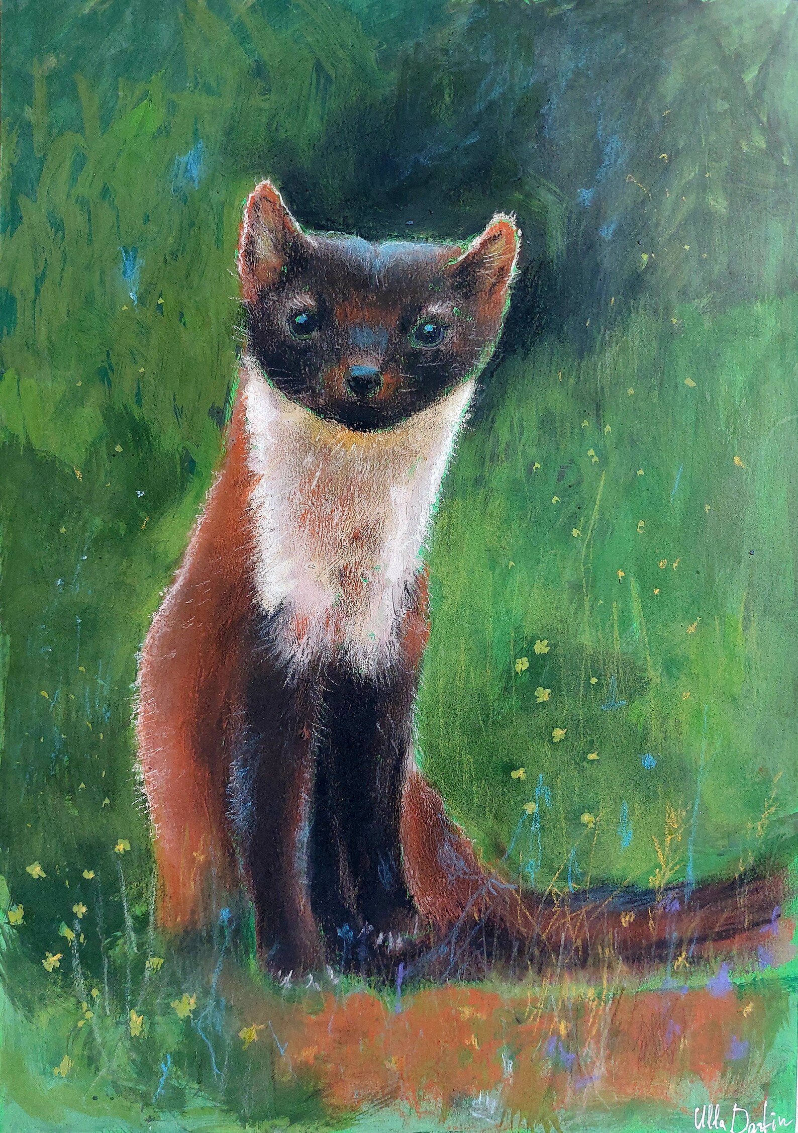 Ferret Art Original Painting Animal Artistic - Etsy