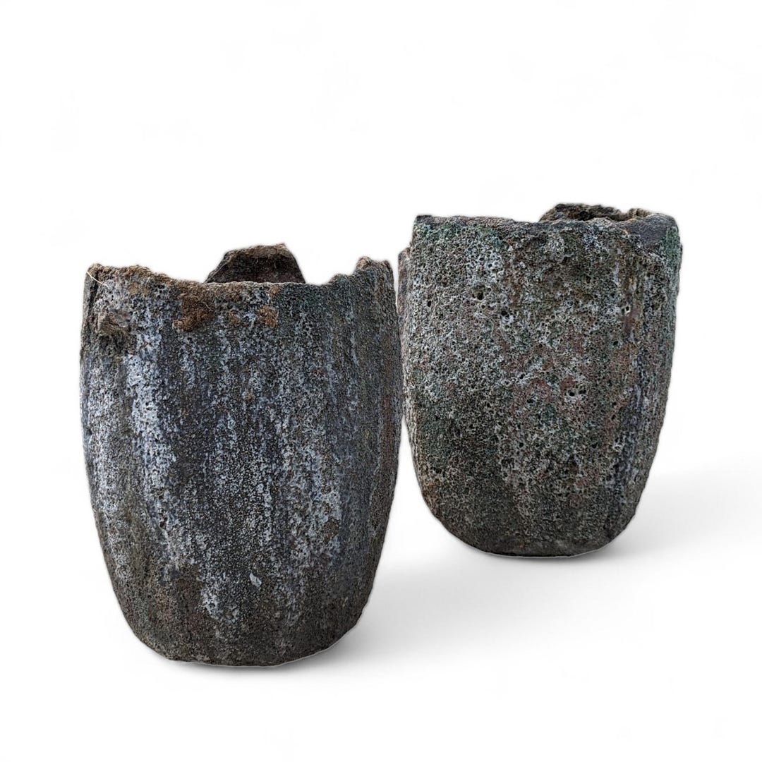 Nicely Patinated Vintage Crucible Plant Pots – Rustic Textured Planters ...