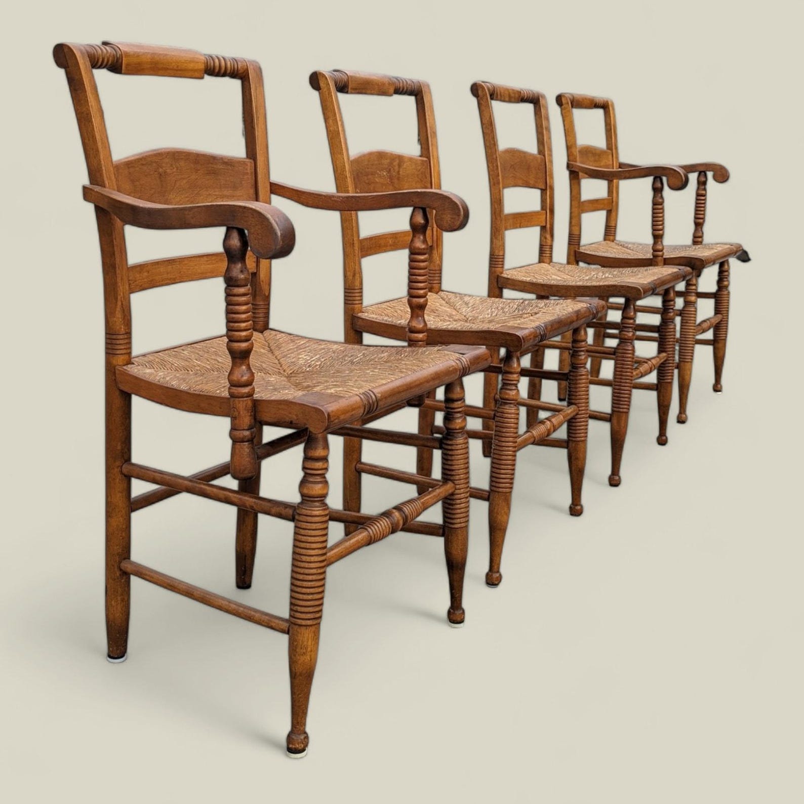 Vintage Dining Chairs, Hitchcock, Antique, Wood, Rush Seat, Kitchen ...