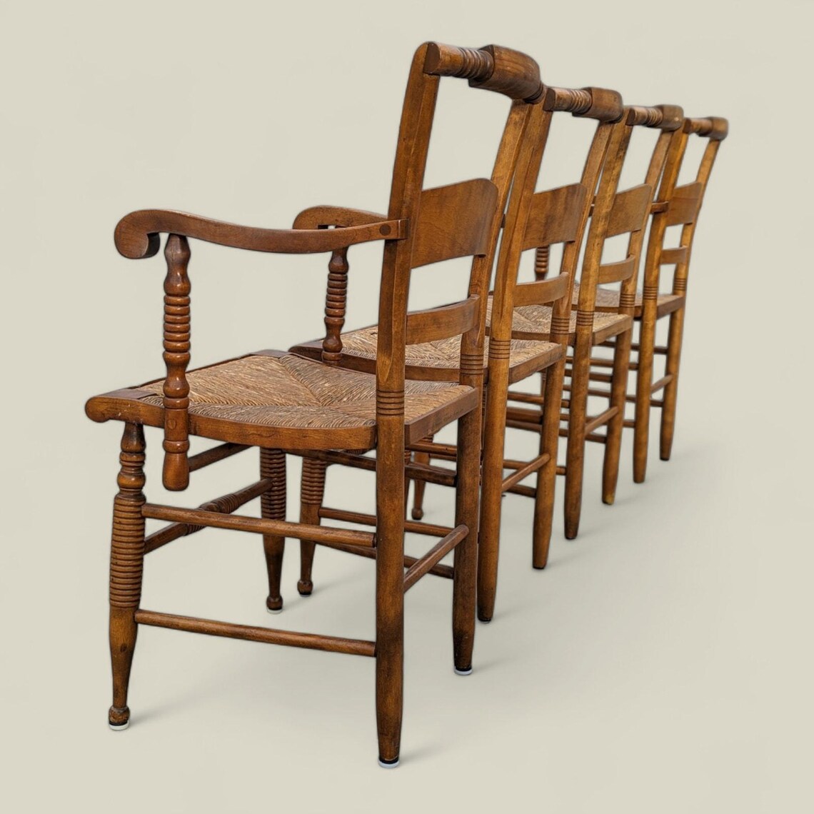 Vintage Dining Chairs, Hitchcock, Antique, Wood, Rush Seat, Kitchen ...