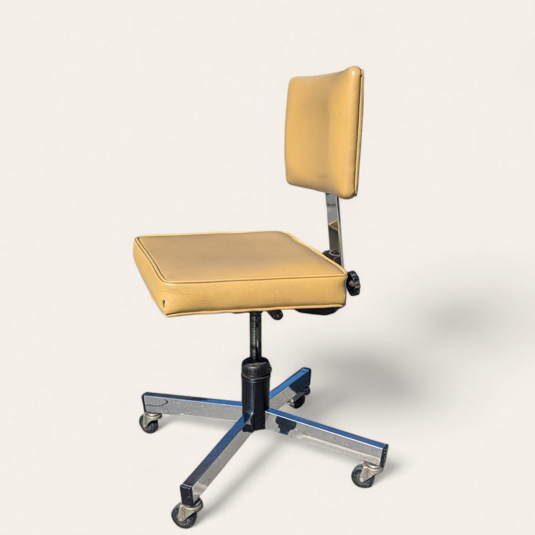 Vintage Interroyal Corp. Office Chair: Mid Century Modern Chrome & Faux ...
