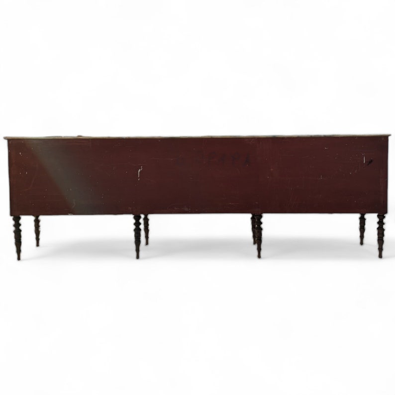 Antique French Buffet, Sideboard, Marble Top, Inlaid Wood, Turned Legs ...
