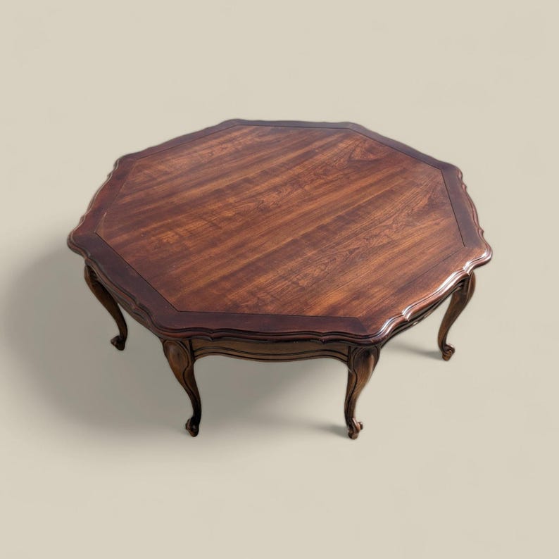 Vintage Wood Coffee Table, Low Profile, Living Room, Round, Victorian ...