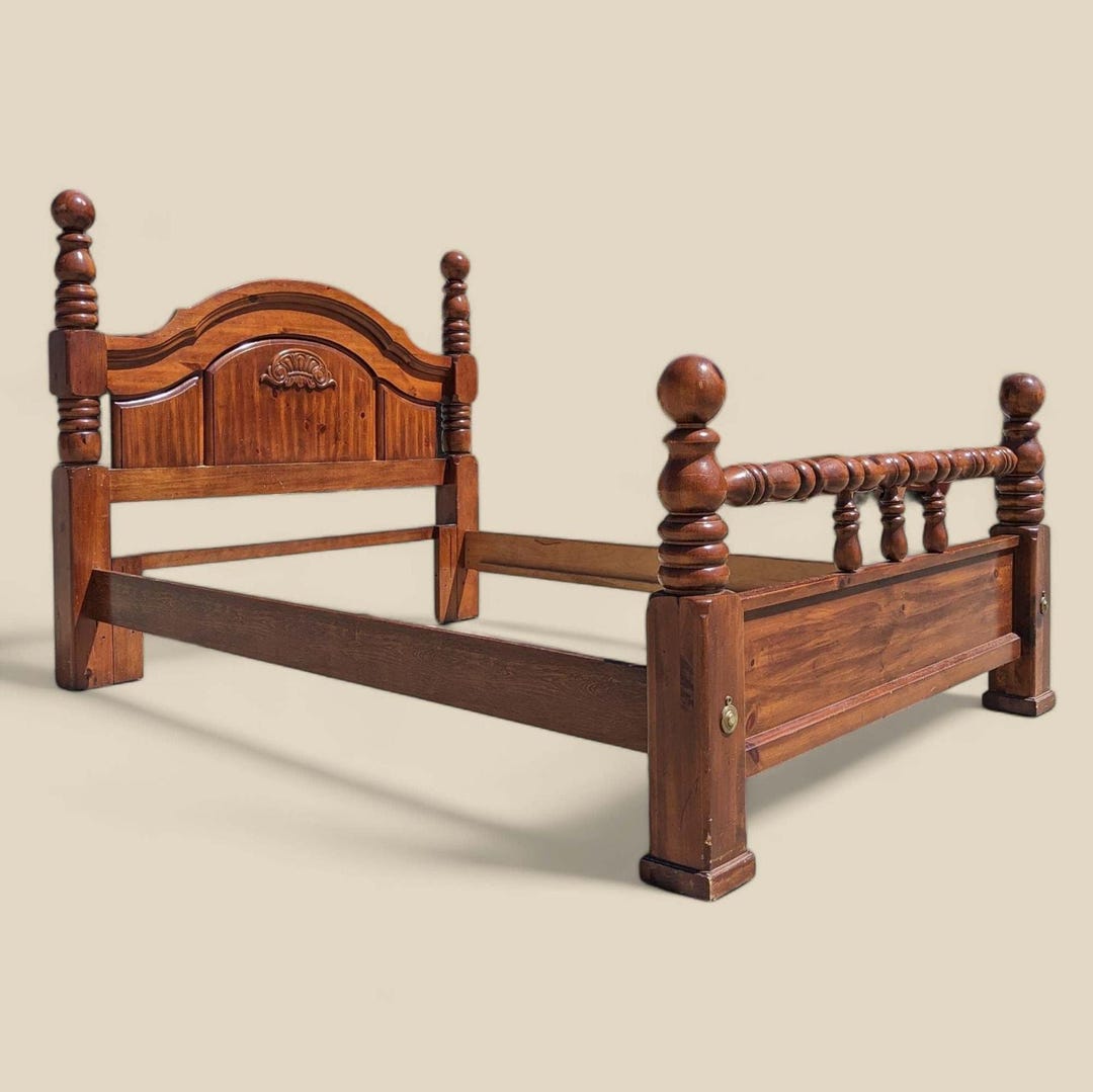 Vintage Bed Frame, Queen Size, Headboard, Footboard, Seamans ...
