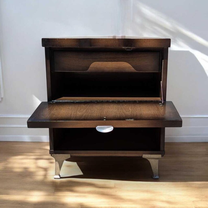 Vintage Atomic Nightstand: Mid-century Modern Drop-front Side Table - Etsy