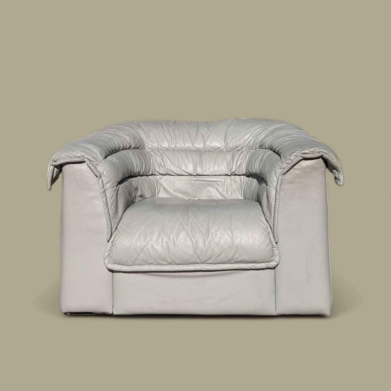 Natuzzi Leather Lounge Chair, Italian, Made in Italy, Postmodern, Light ...