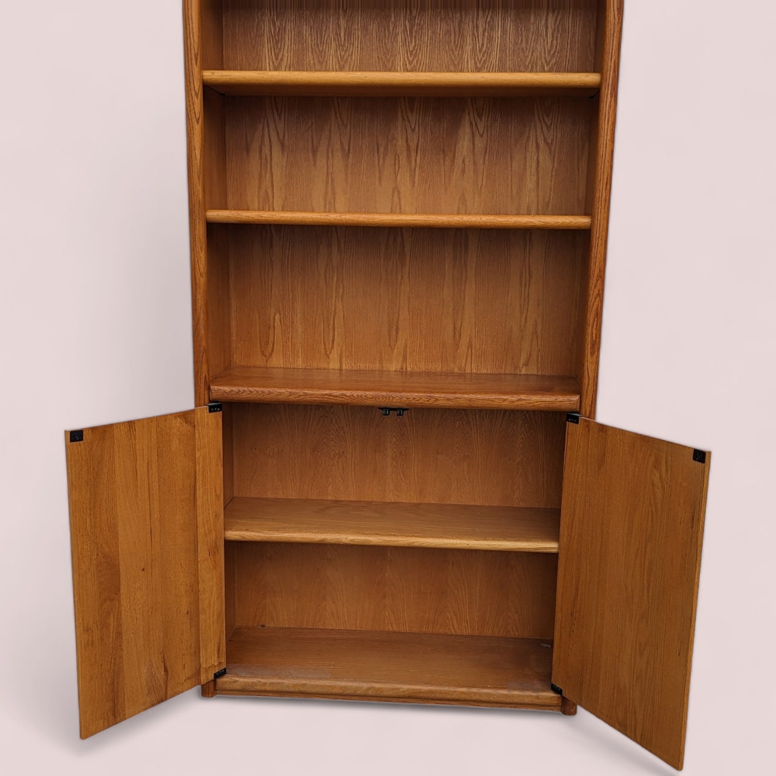 Nice Oak Bookcase, Vintage, Adjustable Shelves, Solid Wood, Mid Century ...