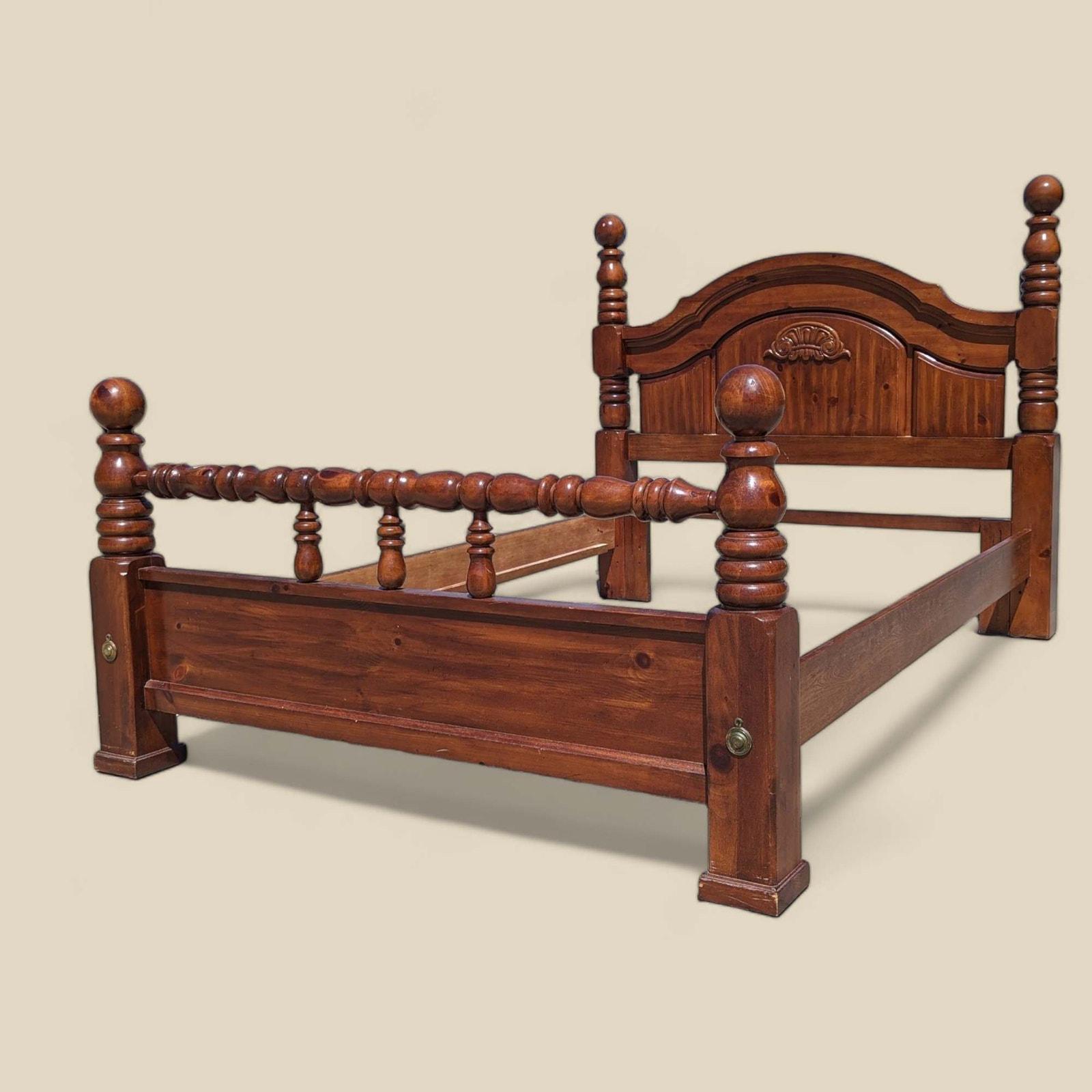 Vintage Bed Frame, Queen Size, Headboard, Footboard, Seamans ...