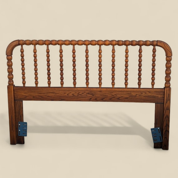 Antique Spindle Headboard Queen Size 19th Century Solid Oak Victorian Style Turned Wood Spindles Etsy