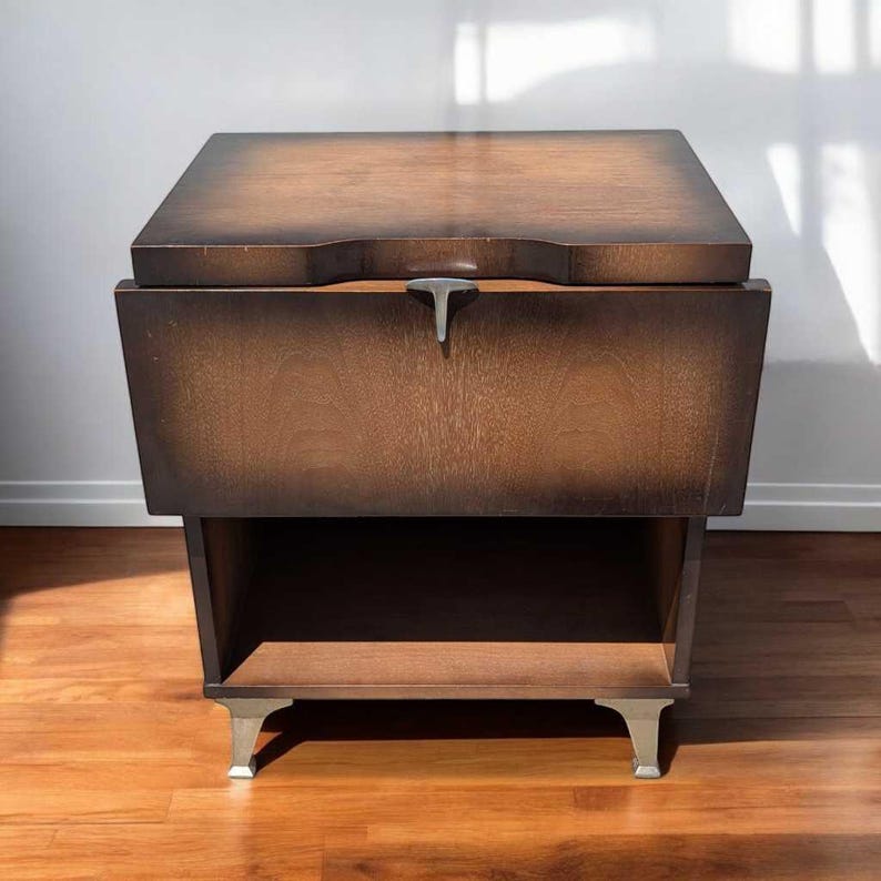 Vintage Atomic Nightstand: Mid-century Modern Drop-front Side Table - Etsy