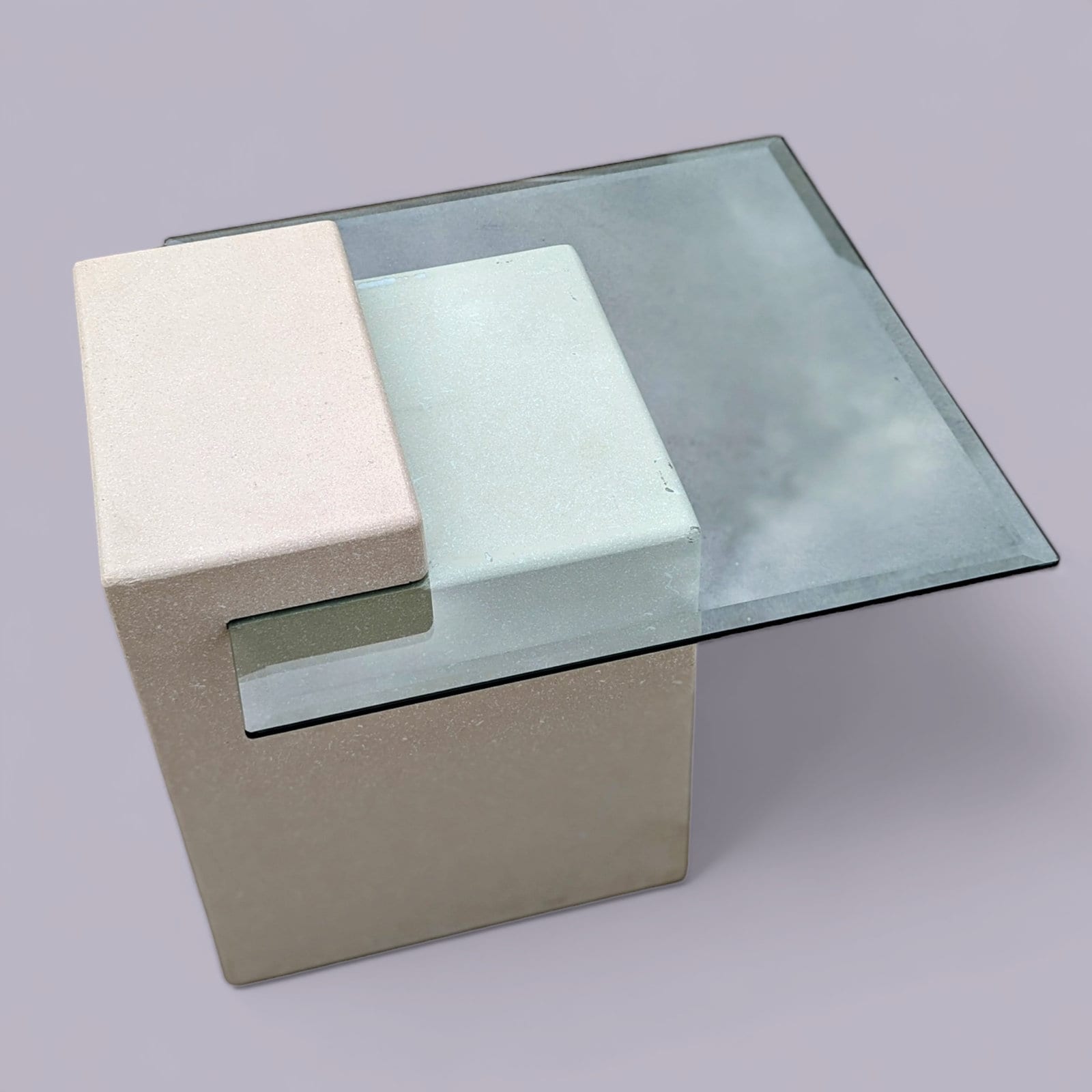 Unique Side Table, Postmodern, 80s, Glass, Plaster Base, End Table ...