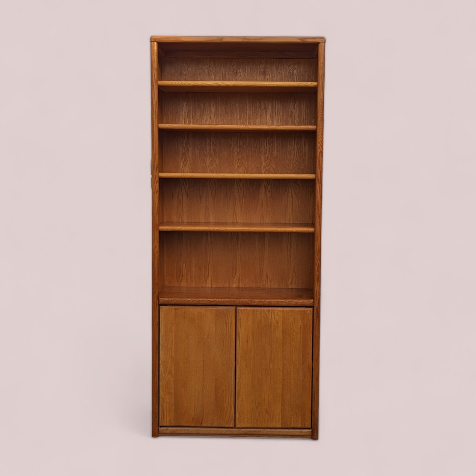 Nice Oak Bookcase, Vintage, Adjustable Shelves, Solid Wood, Mid Century ...