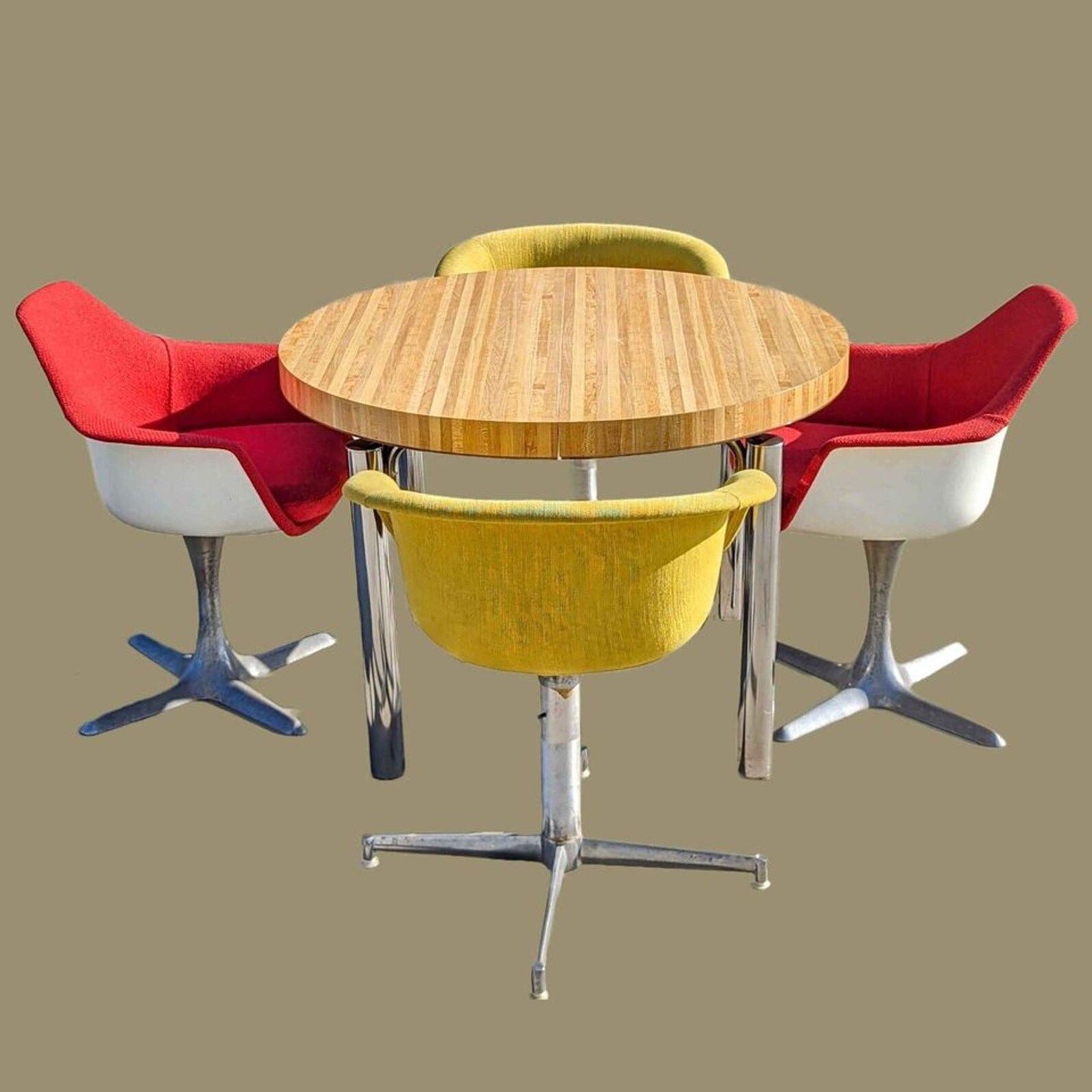 Fun MCM Dining Set, Vintage, Space Age Tulip Propeller Chairs by Burke ...