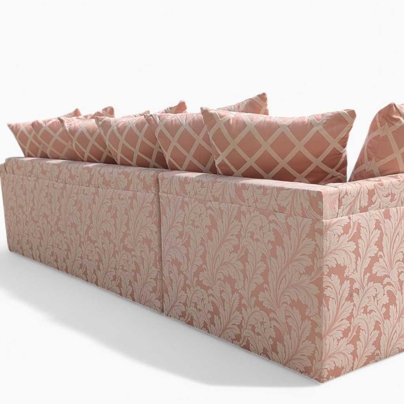 Postmodern Sectional Sofa – 80s Vintage Pink Sofa, Retro Floral Design, Curved Couch, Statement ...