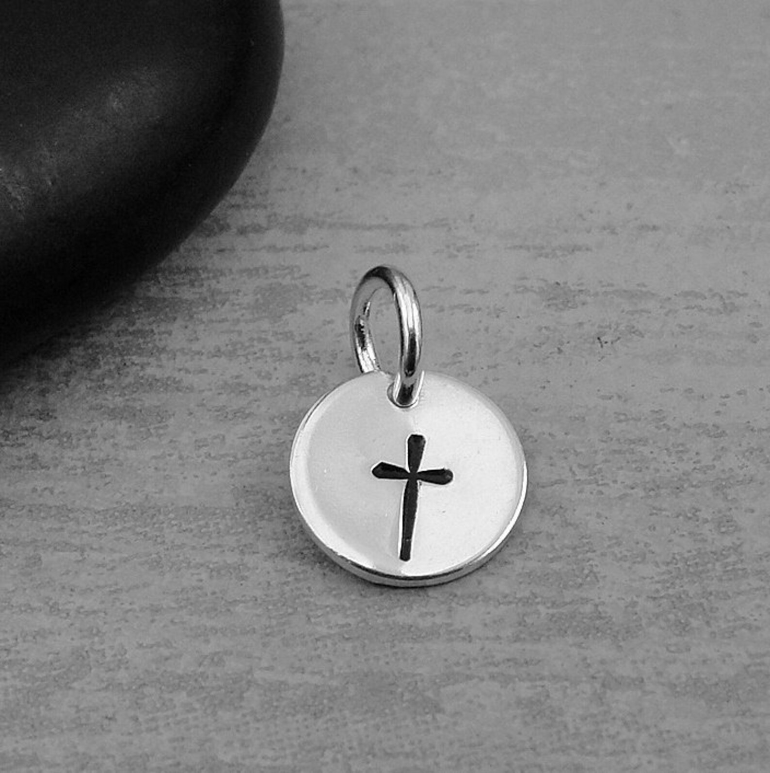 925 Sterling Silver Religious Cross Hand Stamped Charm Cross | Etsy