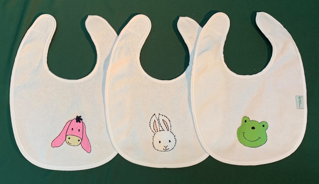 Set of 3 Farm Animal Bibs Pink Donkey White Bunny Frog - Etsy