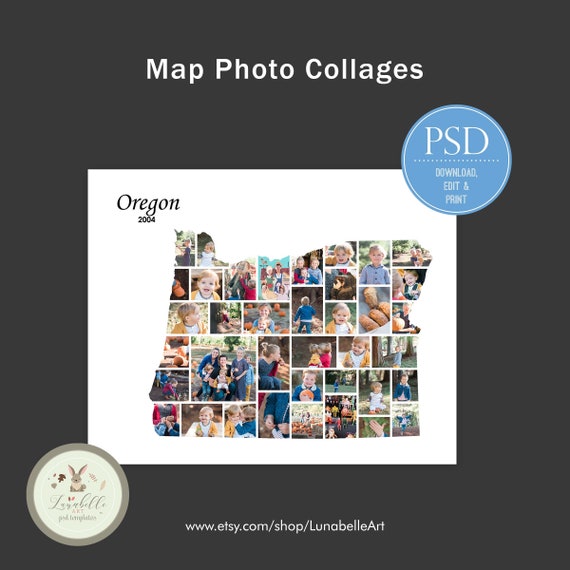 Oregon Collage Oregon Map Photo Collage Travel Photo | Etsy