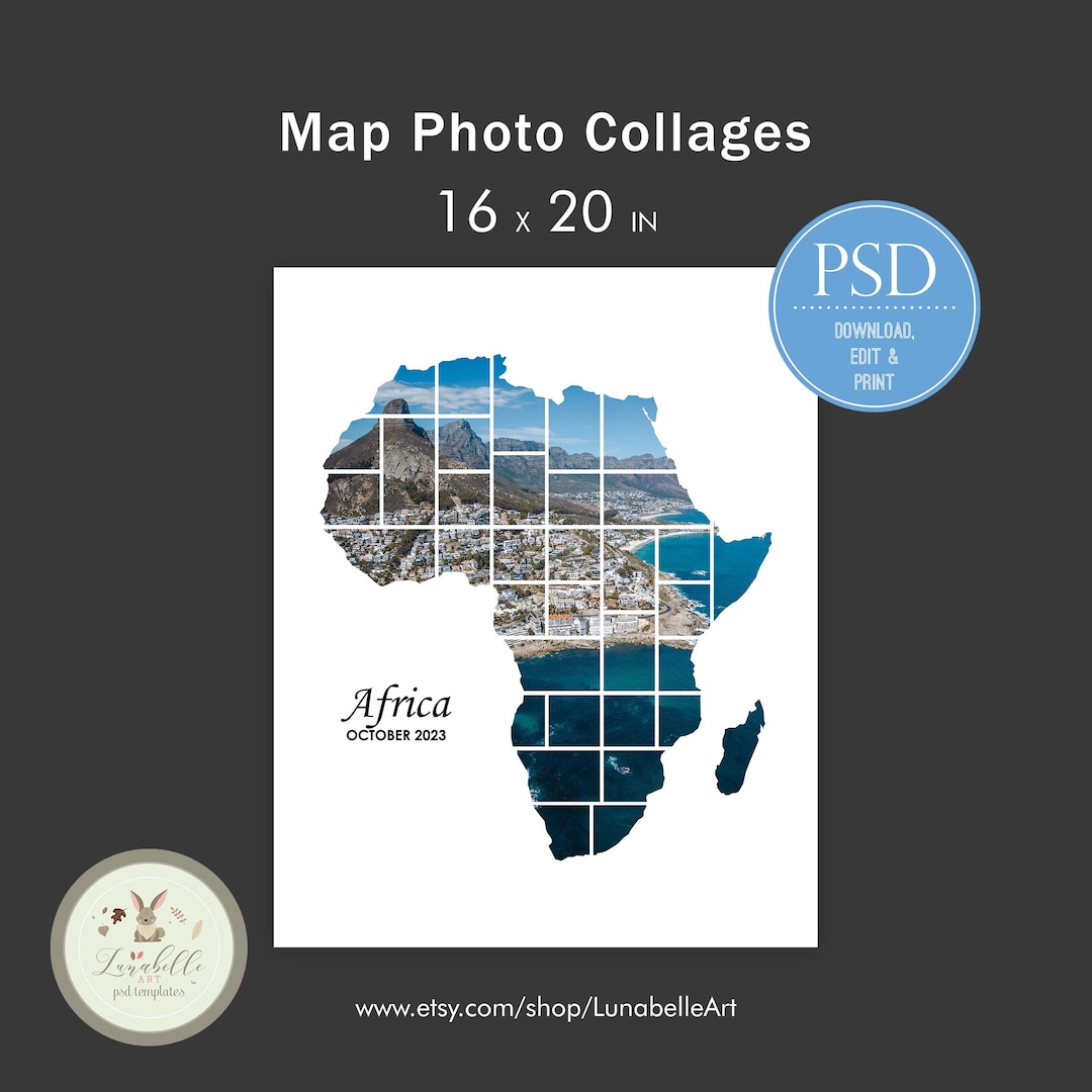 Africa Collage | Africa Photo Collage | Map Photo Collage | Travel ...