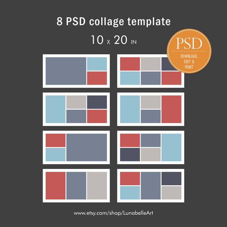 Storyboard 10x20 8 Files Photo Collage Template 10x20 - Etsy