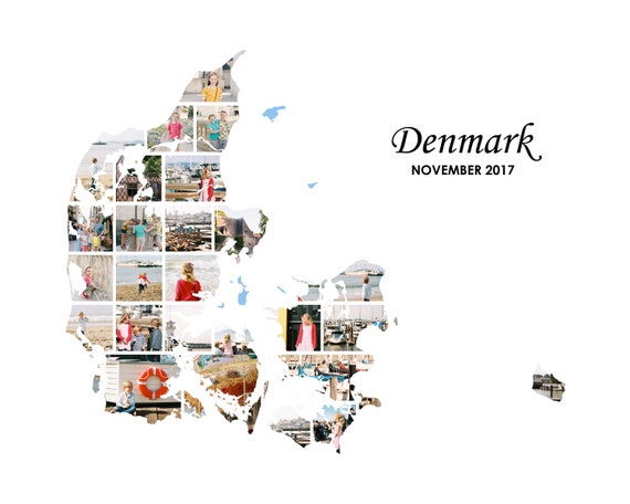 Denmark Collage Denmark Map Photo Collage Travel Photo | Etsy
