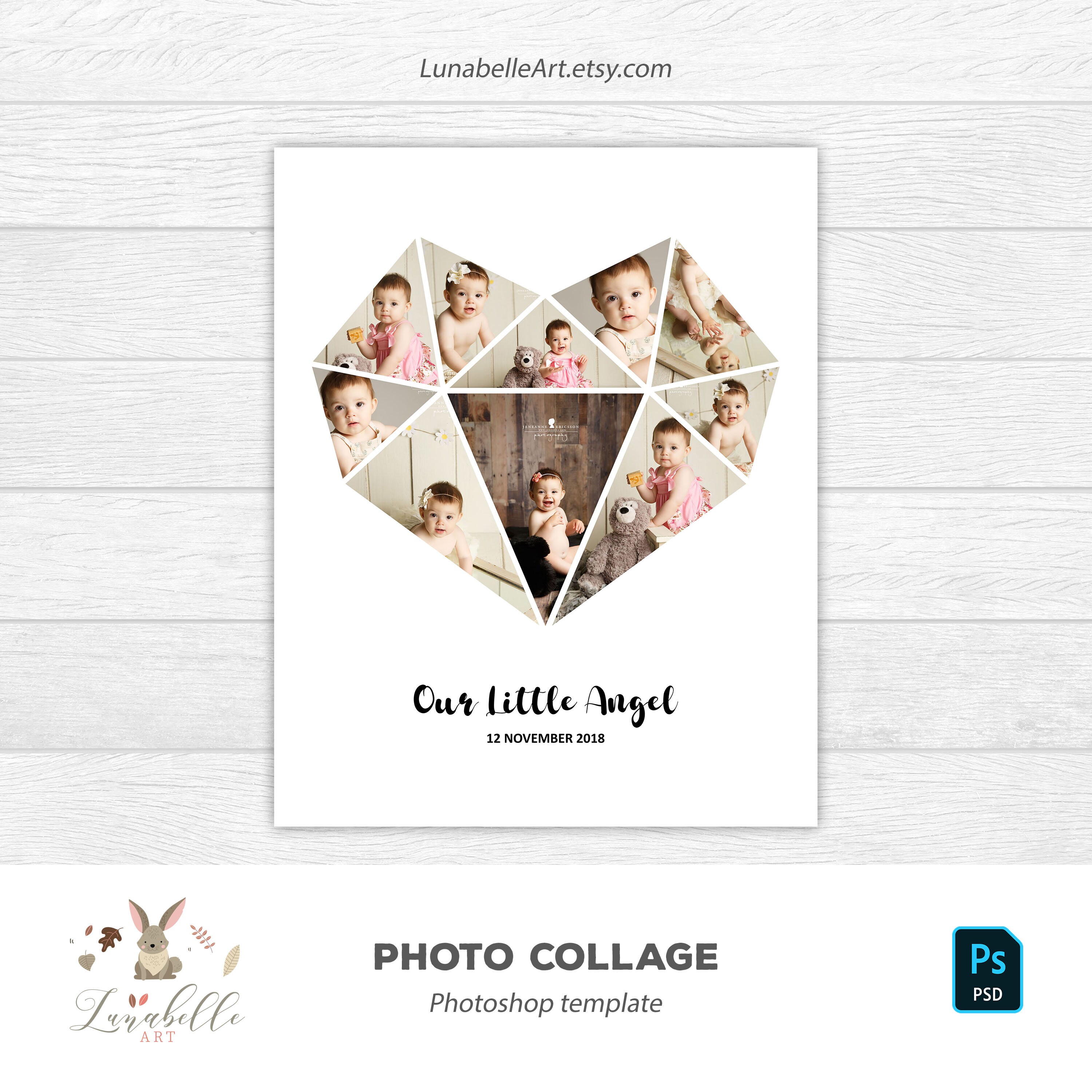 Design & Templates Paper & Party Supplies Heart Photo Collage Love ...