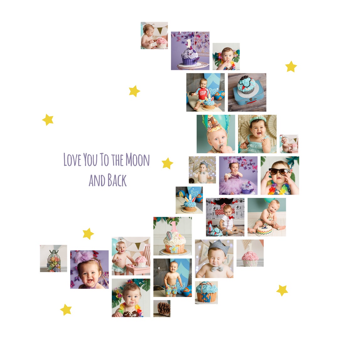 Moon Photo Collage Template | Moon Template | Crescent Moon Collage ...