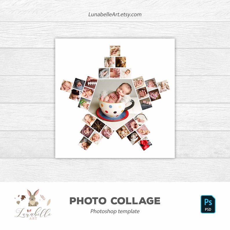 Star Photo Collage | Star Collage Template | Photo Collage Template ...
