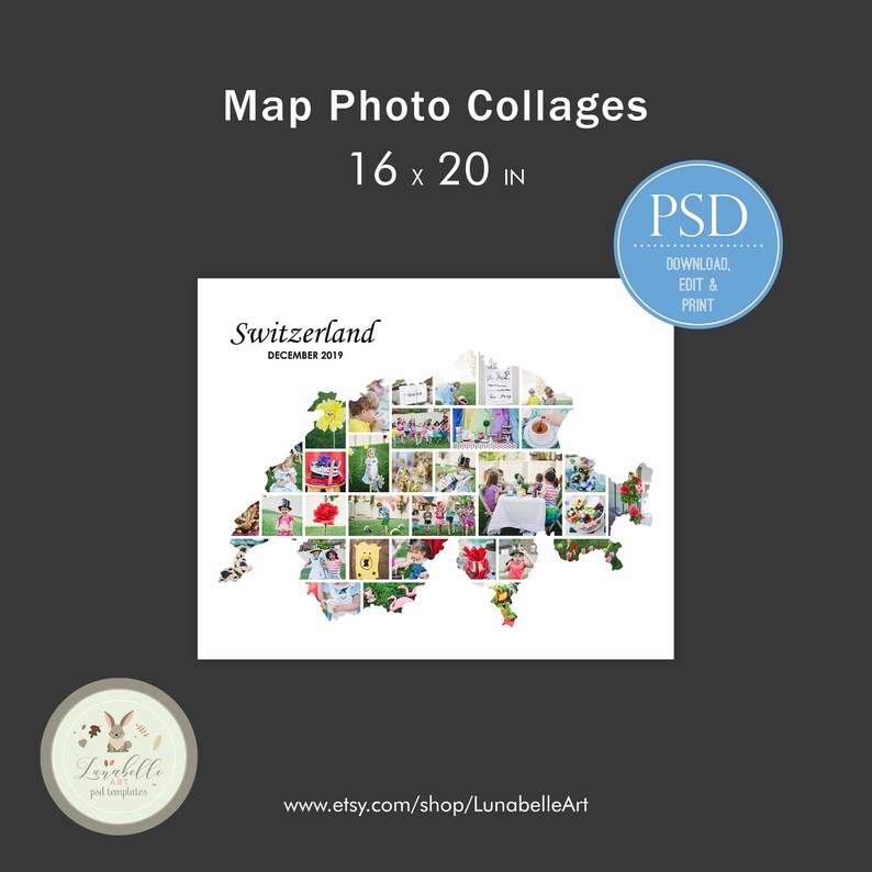 Switzerland Collage Switzerland Map Photo Collage Travel - Etsy